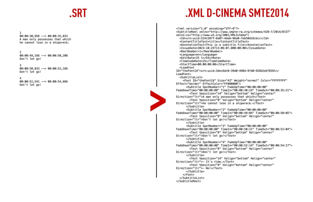 Converting subtitles from SRT to SMPTE D-Cinema XML file format (Custom ...